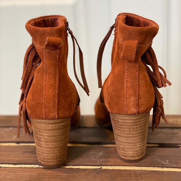 Toms | Shoes | Brand New Beautiful Suede Fringe Heel Ankle Boots | Poshmark